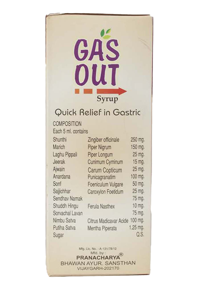 Gas Out Syrup - Pranacharya | Green Shield